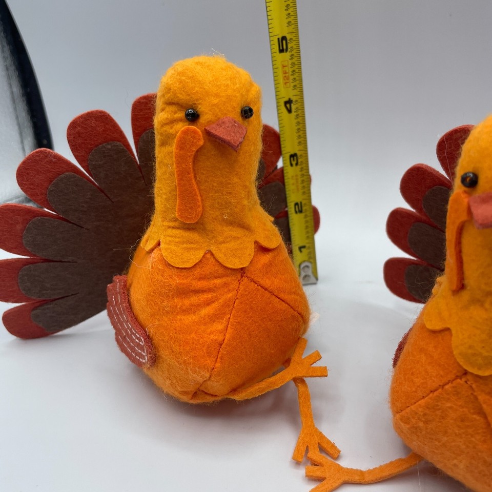 Fall Thanksgiving Decor Turkey Plush Sitting Turkey 2x Turkeys | eBay