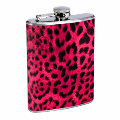 Wild Animal Prints D4 Flask 8oz Stainless Steel Hip Drinking Pink ...