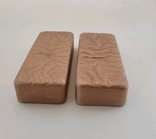 2 Medium Hand Poured Copper Brick Bread Loaf Bars 2 Lbs. 10 Oz. Ingot ...