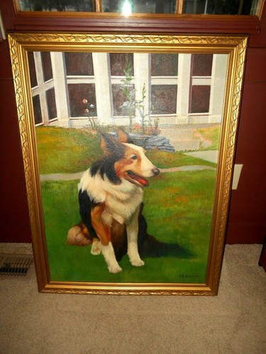 LARGE VINTAGE FRAMED PAINTING BY A.E. BARD 1953 - GOLDEN REWARD OF ...