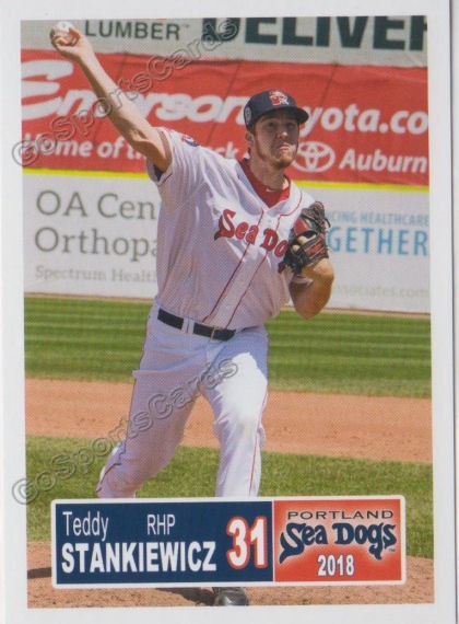 2018 Portland Sea Dogs Teddy Stankiewicz RC Rookie Boston Red Sox | eBay