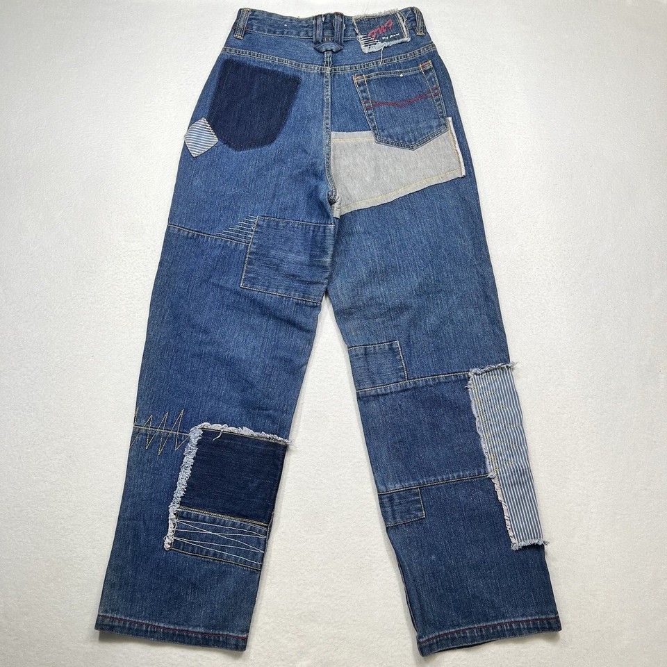 90s FNF Wide Leg Denim Jeans Y2K Patch Heavyweight Streetwear Skate ...