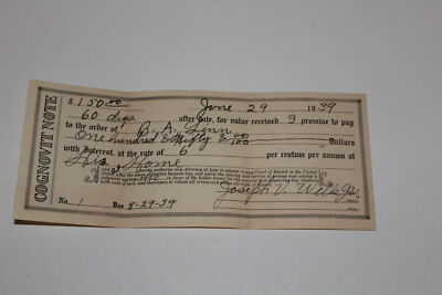 Vintage ephemera Cognovit Note 1939 Home Receipt | eBay