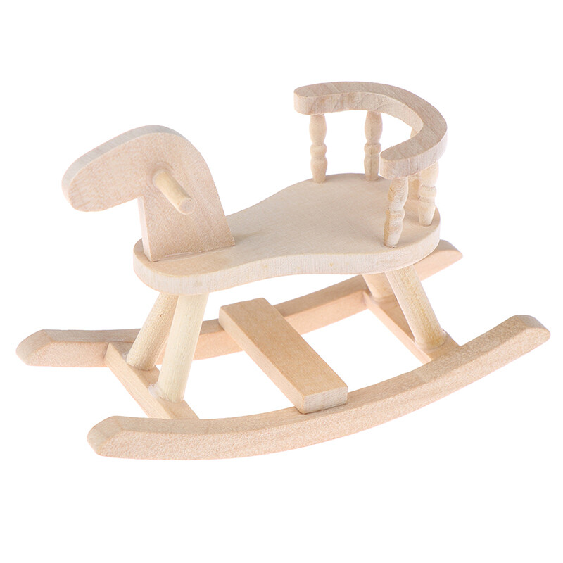 1/12 Dollhouse Miniature Wooden Rocking Horse Chair Nursery Room ...