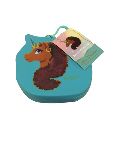 Afro Unicorn Unique Divine Magical Pouch With Clip Blue Silicone Coin ...