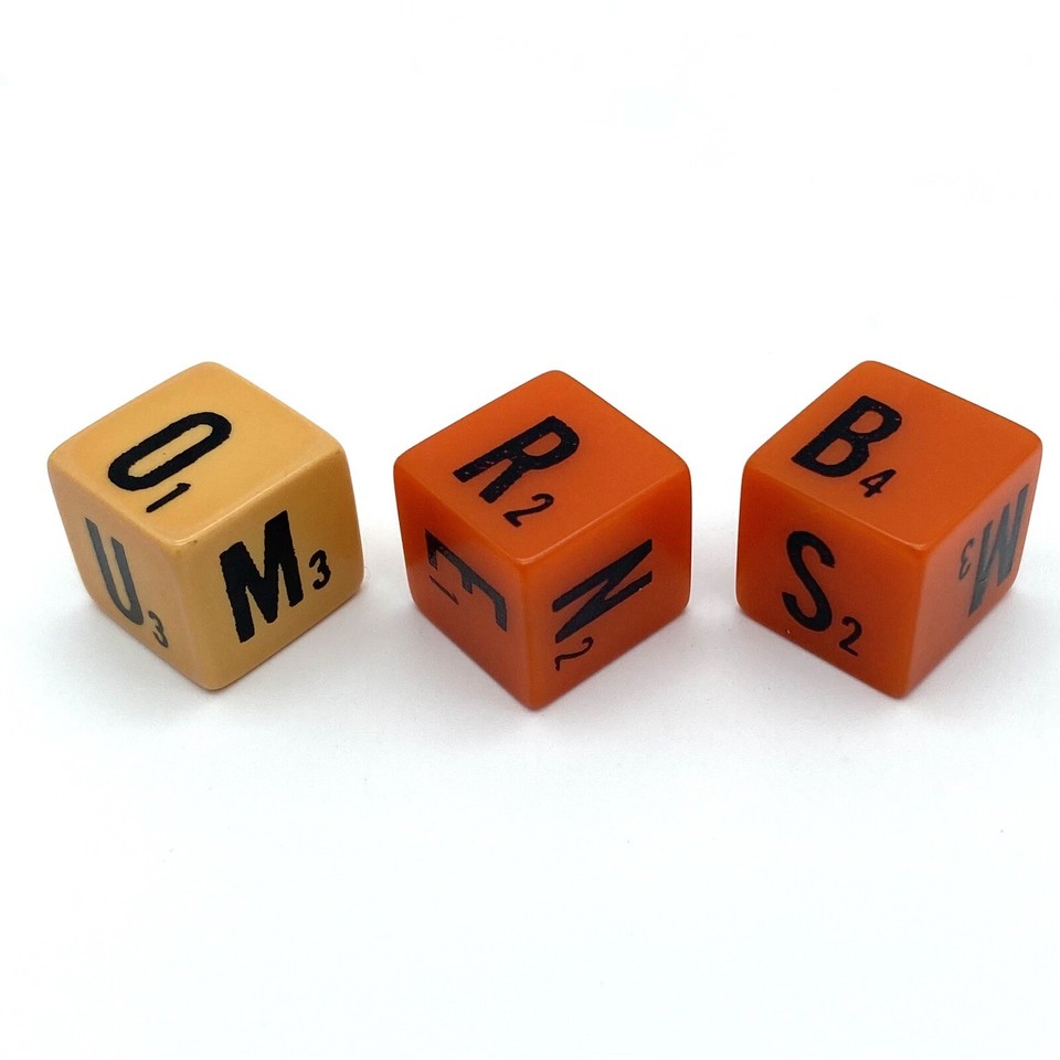 Yellow & Orange Scrabble Word Dice Replacement Dice 3 Plastic Six Sided ...