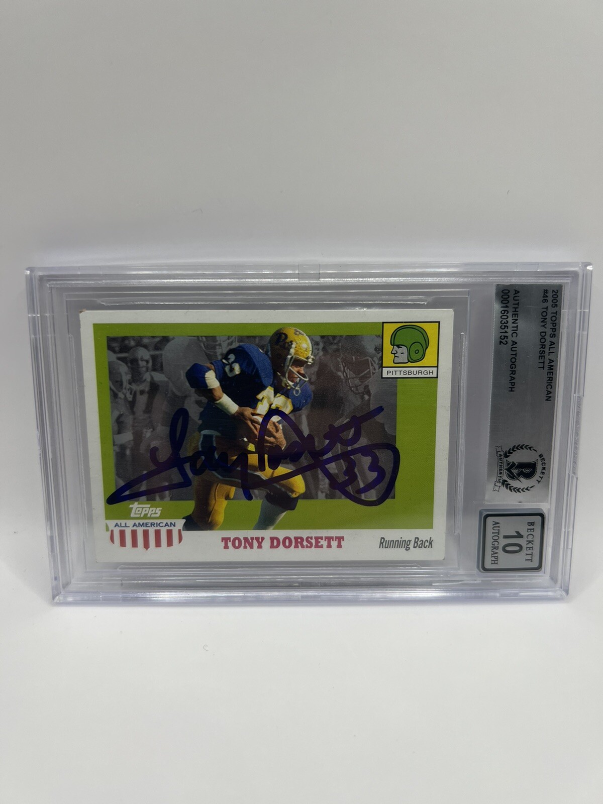 Tony Dorsett Signed 2005 Topps All American #46 Card Beckett Grade 10 ...