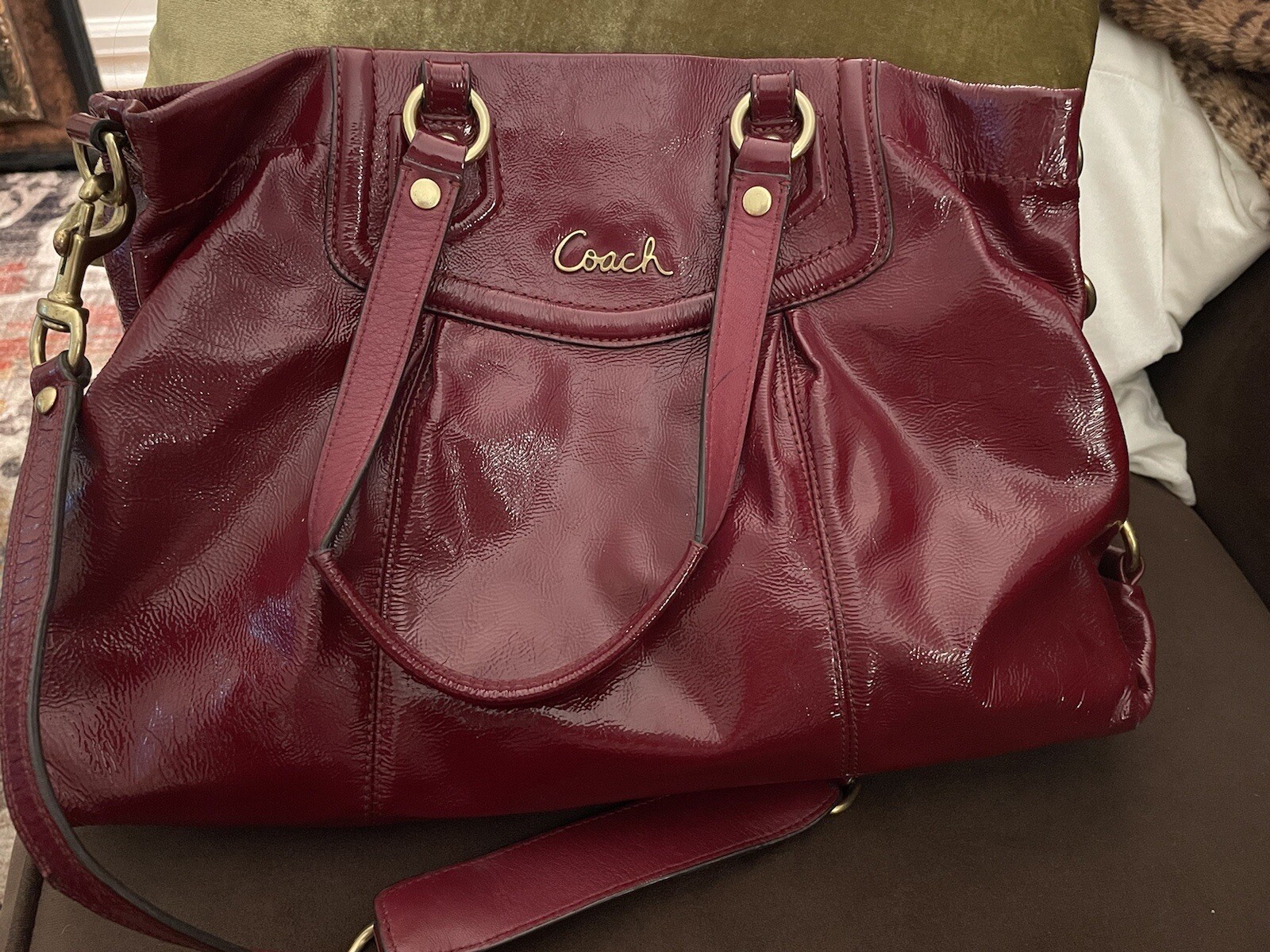 Coach Wine Patent Leather Ashley Shoulder/Crossbody H… - Gem