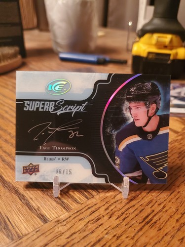 2017-18 Tage Thompson Ice Superb Script SSP /15 Portrait Autograph Auto ...