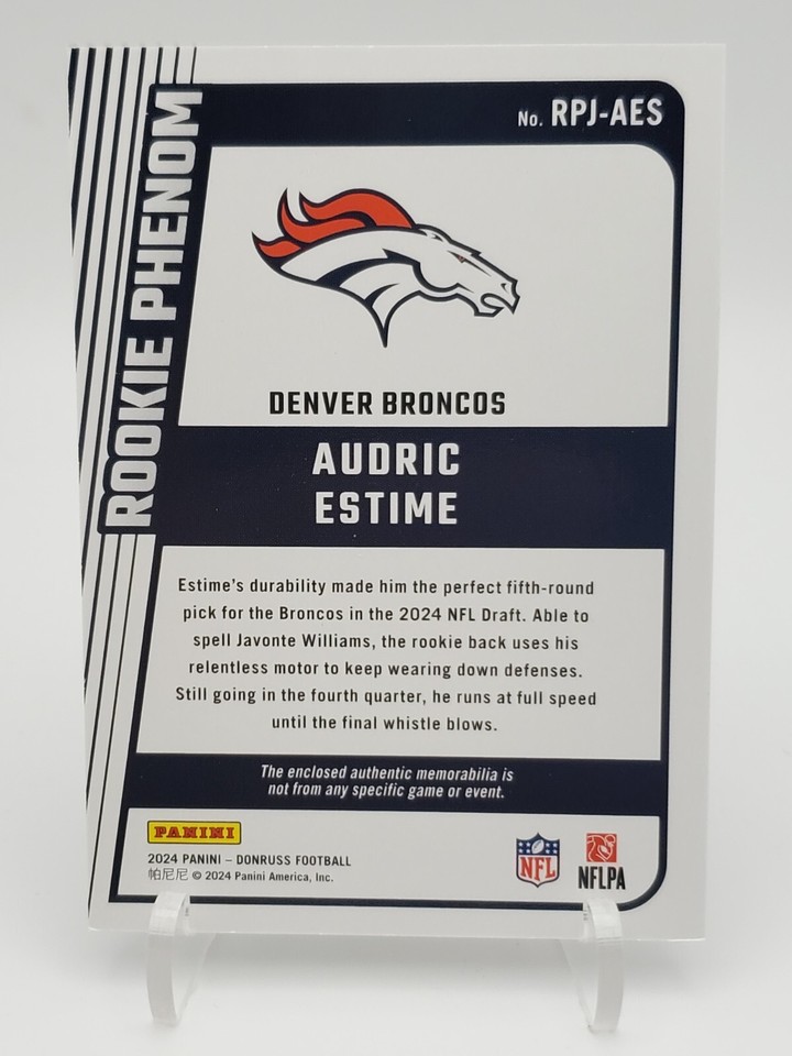 2024 DONRUSS ROOKIE PHENOM BRONCOS AUDRIC ESTIME JERSEY PATCH PWE | eBay