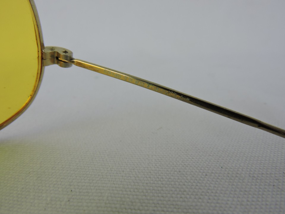 Vtg US Optics Wire Rim Aviator Sun Glasses Yellow Amber Lens Temple ...