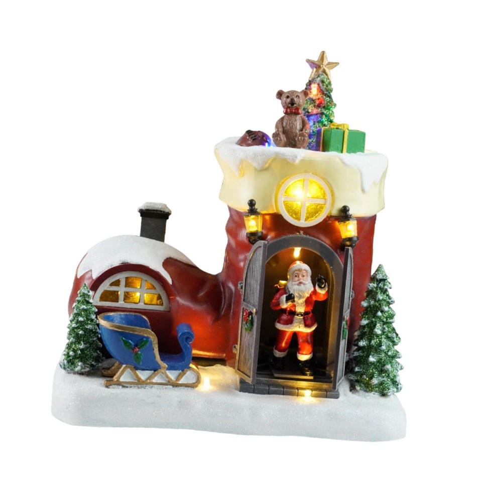 Christmas Snow House Music Box Xmas Scene House Light up Xmas Ornament ...
