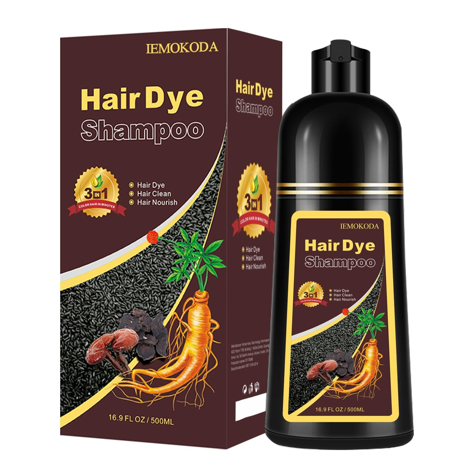 Deep Wine Red Hair Dye Shampoo 3 in 1 for Gray Hair, Instant Hair Dye ...