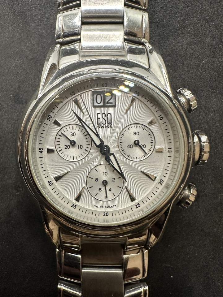 Movado Esq Swiss Chronograph White Guillouche Date Dial,Dual Finish ...