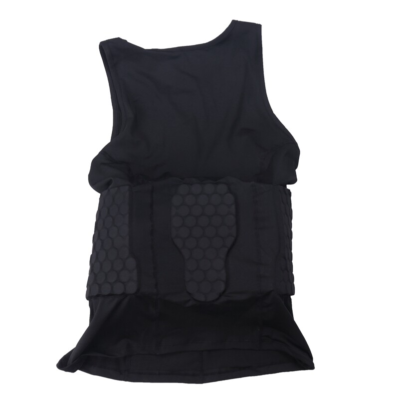 Men's Rib Protector Padded Vest Compression Shirt Training Vest with 3 ...