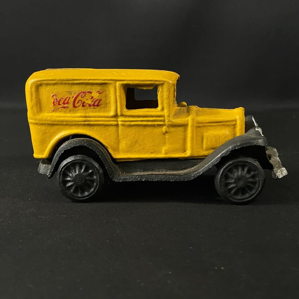 Vintage Coca Cola Coke Yellow Cast Iron Delivery Truck Toy Car Vehicle ...