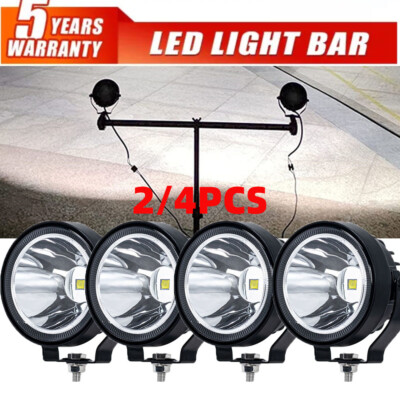 4''in Round LED Spot Light Pods Work Flood Driving Fog Lamp Offroad 4WD ...