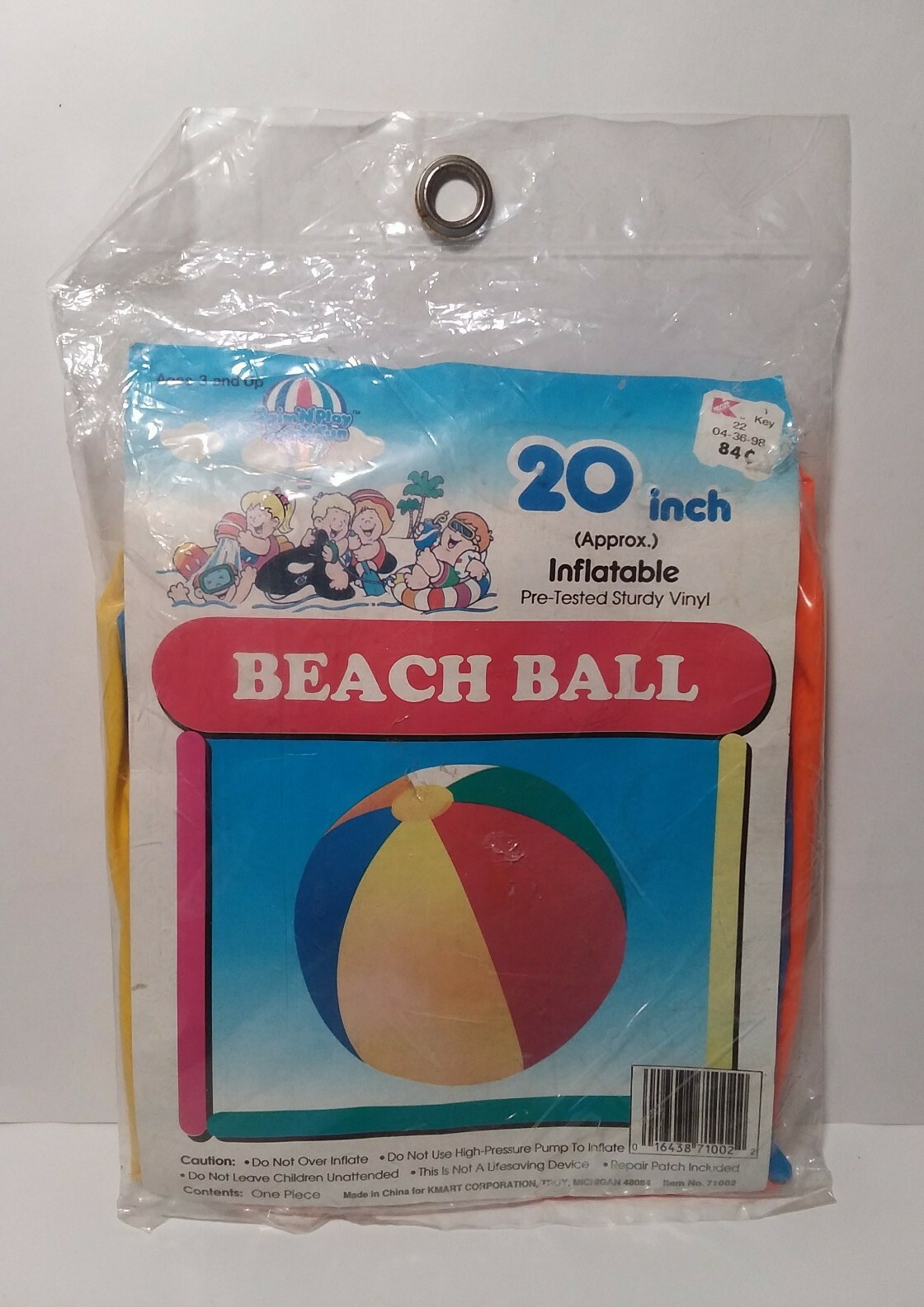 VTG 1998 Swim N Play Sun N Fun Rare Inflatable 20" Inch Beach Ball ...