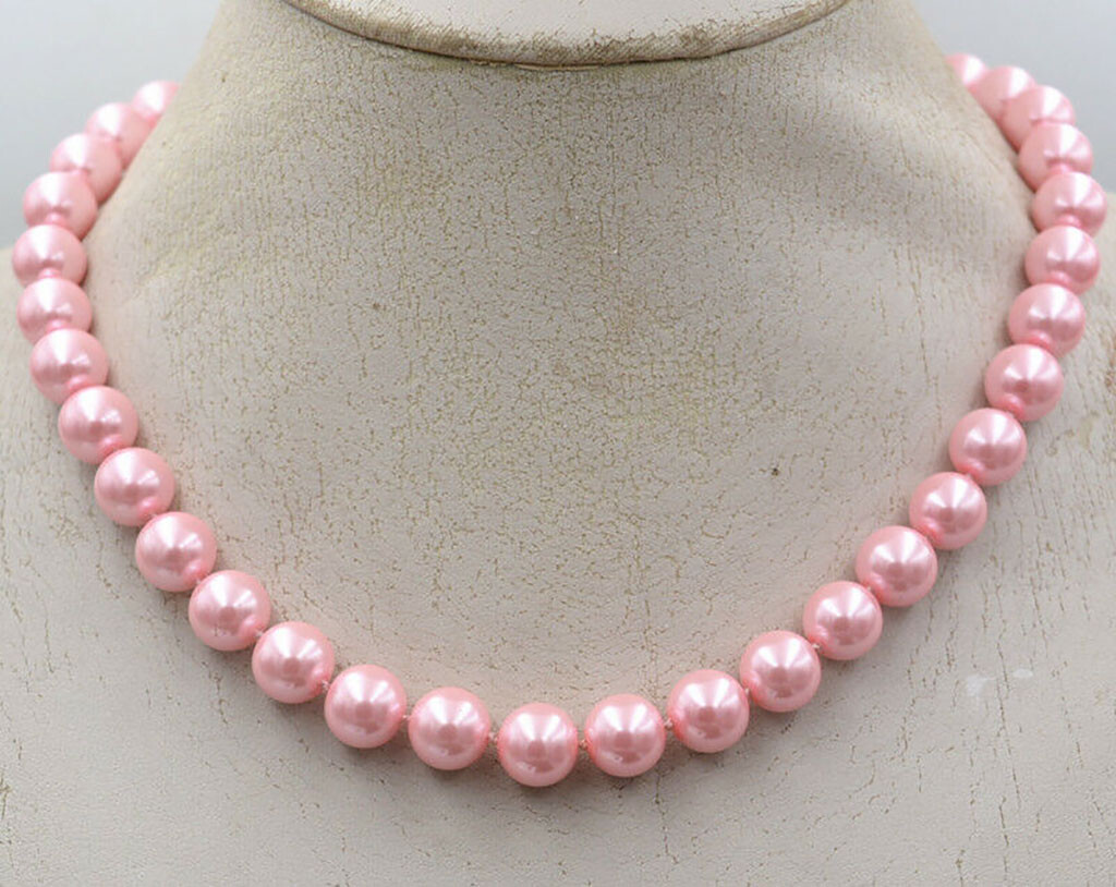 Pretty 8/10/12 mm South Sea Pink Round Shell Pearl Necklace 18 ...