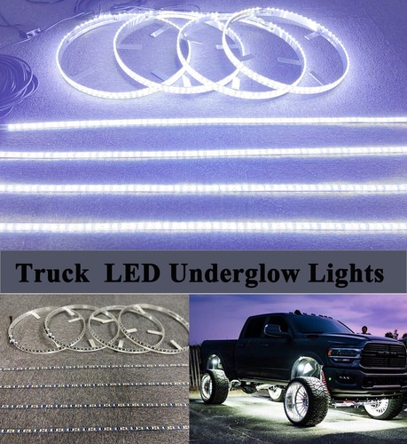 Truck LED Underbody Lights: 17.5" White LED Wheel Lights + 4pcs LED ...