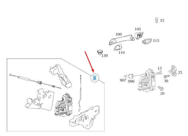 Mercedes A-Klasse 169 T?rschloss hinten rechts A1697303035 for sale ...