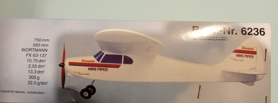 Mini Piper Electric RC Airplane ARF Kit By Graupner. Vintage Park Flyer ...
