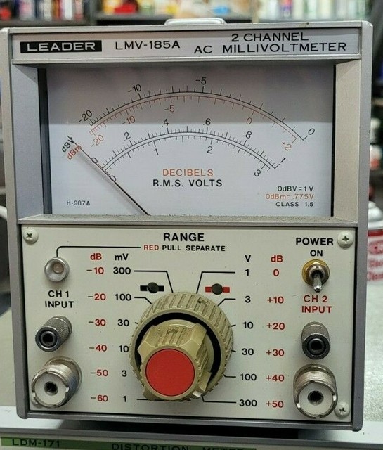 Leader Lmv-185a AC Millivoltmeter Audio RMS DB 2ch 2 Channel for sale ...