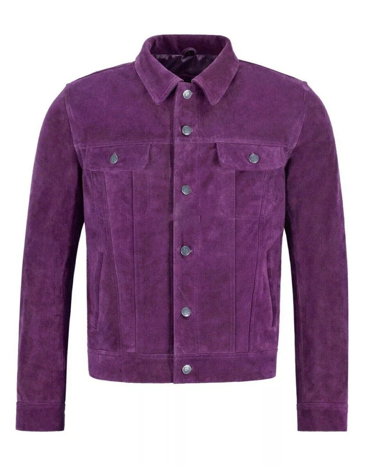 Men's Purple Suede Leather Trucker Jacket 100% Pure Suede Jean Style ...