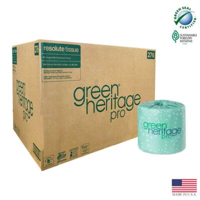 RESOLUTE 276 Green Heritage Bathroom Tissue White 2 ply 4"x3" 500 ...