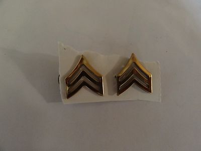 GENUINE US MILITARY INSIGNIA SET OF 2 ARMY SERGEANT RANK GOLD COLOR | eBay