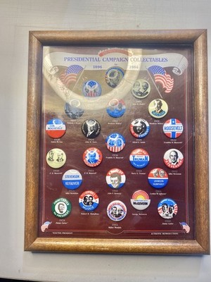 Vintage Framed Authentic Reproduction Presidential Political Pins 1898 ...