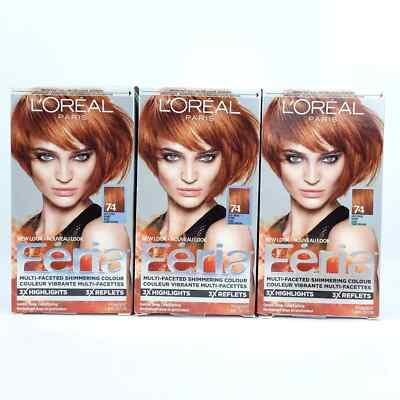 3 x L’oreal Paris Feria Deep Copper Blonde 74 3x Highlights Hair Color ...