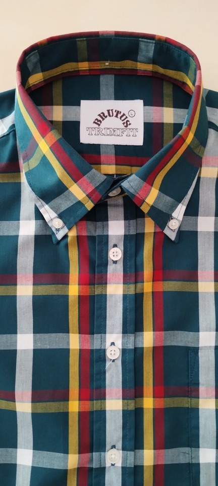 RARE BRUTUS TRIMFIT LARGE GREEN RED YELLOW CHECK MOD SKINHEAD SUEDEHEAD ...