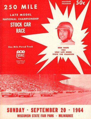 1964 USAC 250 MILE STOCK CAR PROGRAM, MILWAUKEE WI.RUTHERFORD, RUBY ...