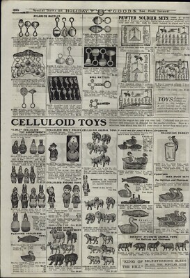 1920 PAPER AD Zylonite Baby Rattles Celluloid Doll Toy Figure Animal ...