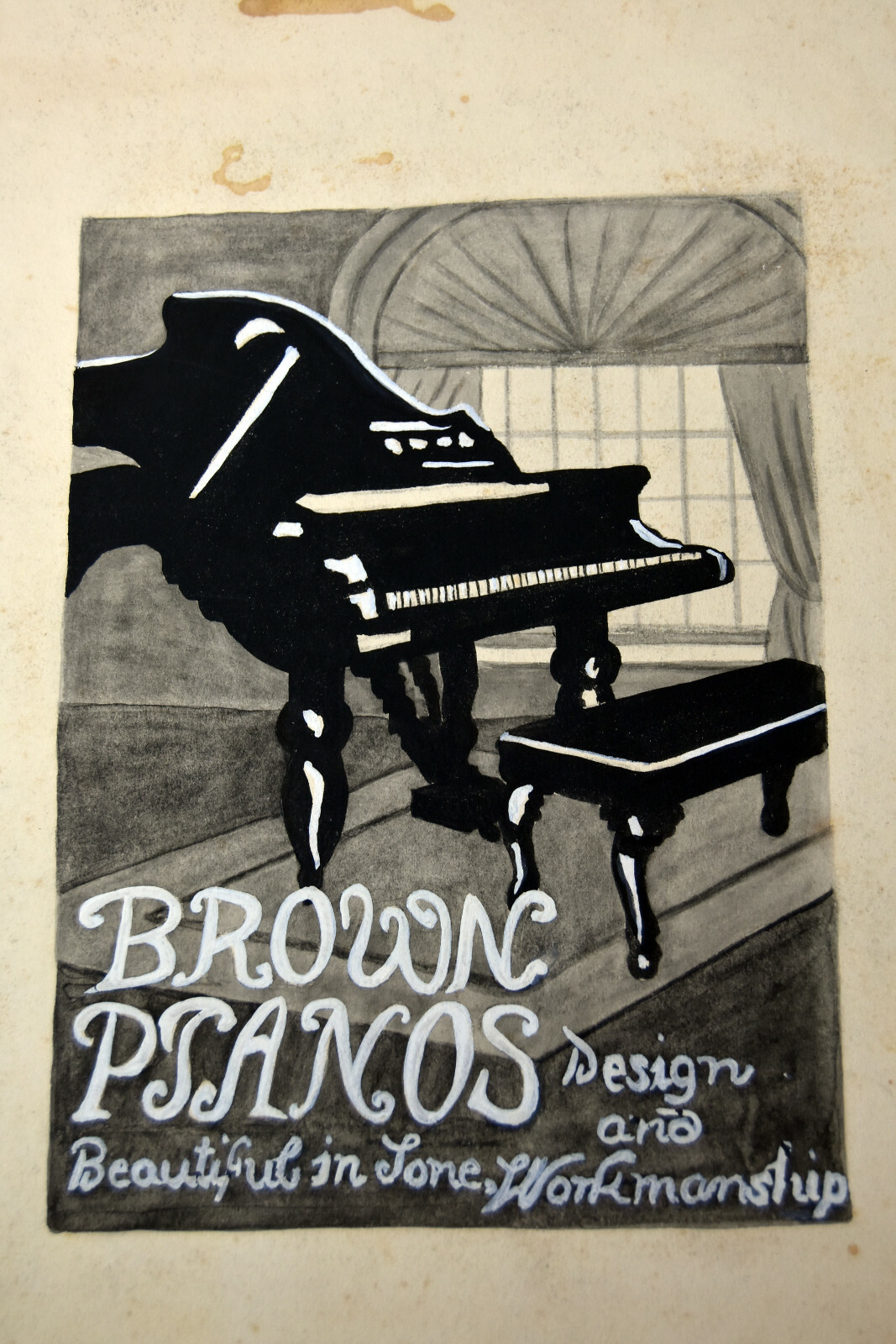 8" Antique 1920s Ink Drawing Mrs. Lester Bennett Advertising Brown ...