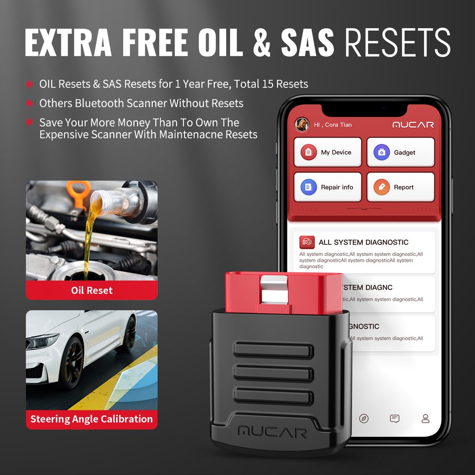 MUCAR BT200 OBD2 Bluetooth adapter Car Scanner All System Diagnostic ...