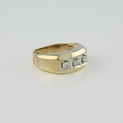 10K Yellow Gold 1/2ct TW Diamond 3 Stone HSI Ring Size 6.25 Circa 1950 ...