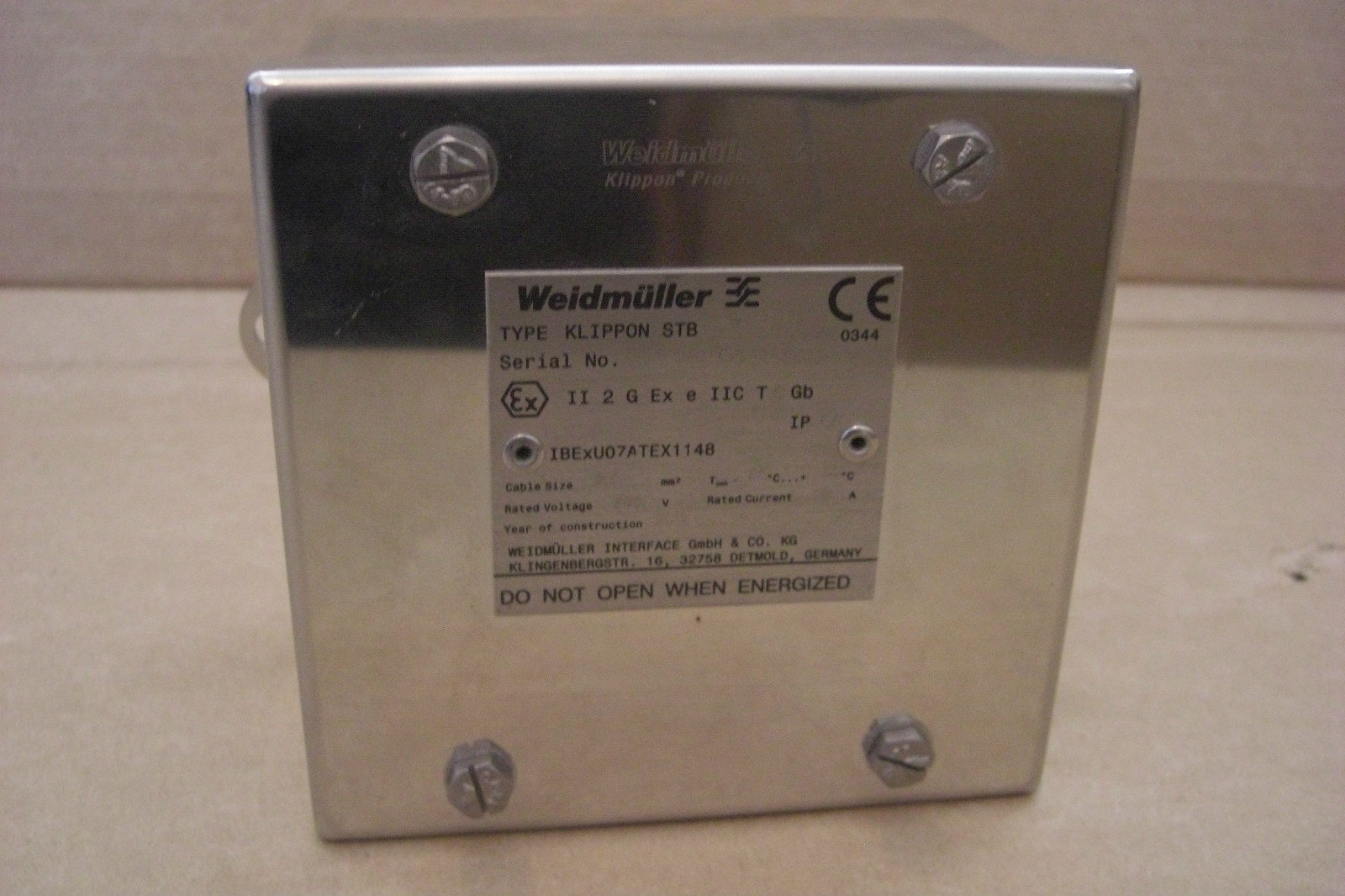 WEIDMULLER Stainless Steel Electrical Enclosure 120 x 120 x 75 Junction ...