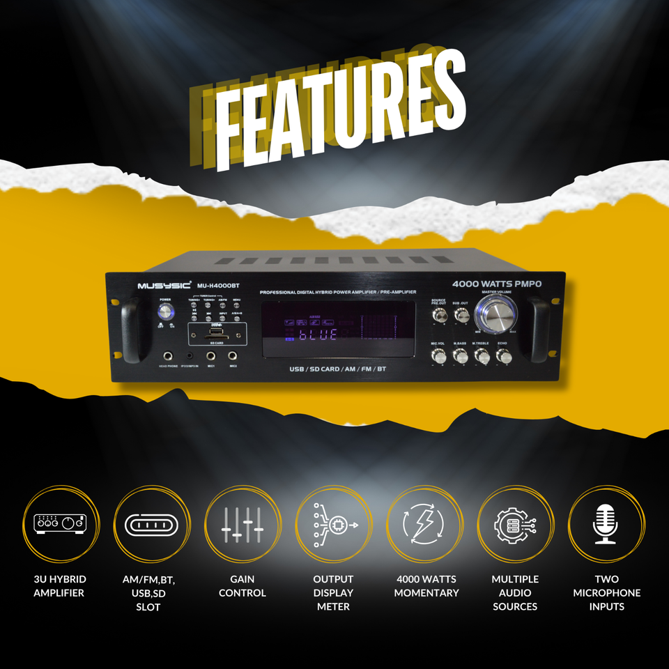 Professional 4000 Watts Hybrid Amplifier / Pre-Amplifier / Receiver MU ...
