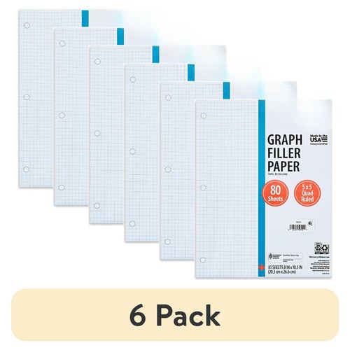 (6 pack)Quad Filler Paper, Graph Ruled 5x5, 80 Sheets, 8" x 10.5" | eBay