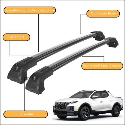Strong Roof Rack Cross Bars for Hyundai Santa Cruz 2022 - Up Black ...