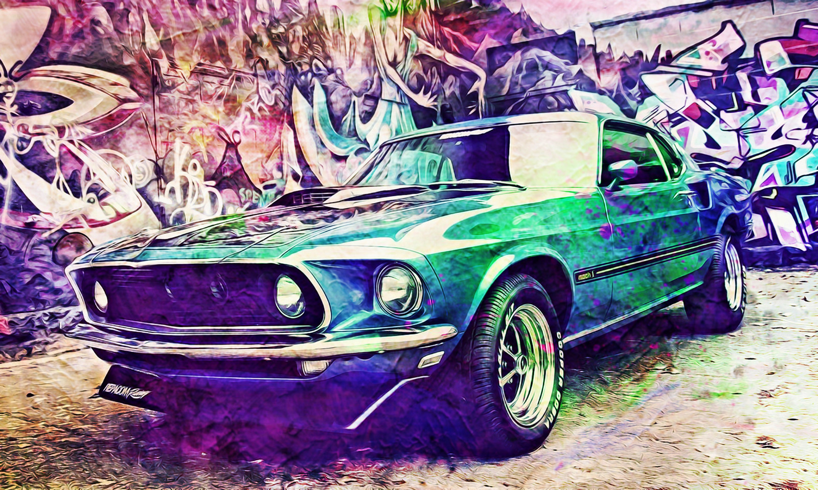 LEINWAND BILD ER XXL POP ART GRAFFITI FORD MUSTANG SHELBY ABSTRAKT ...