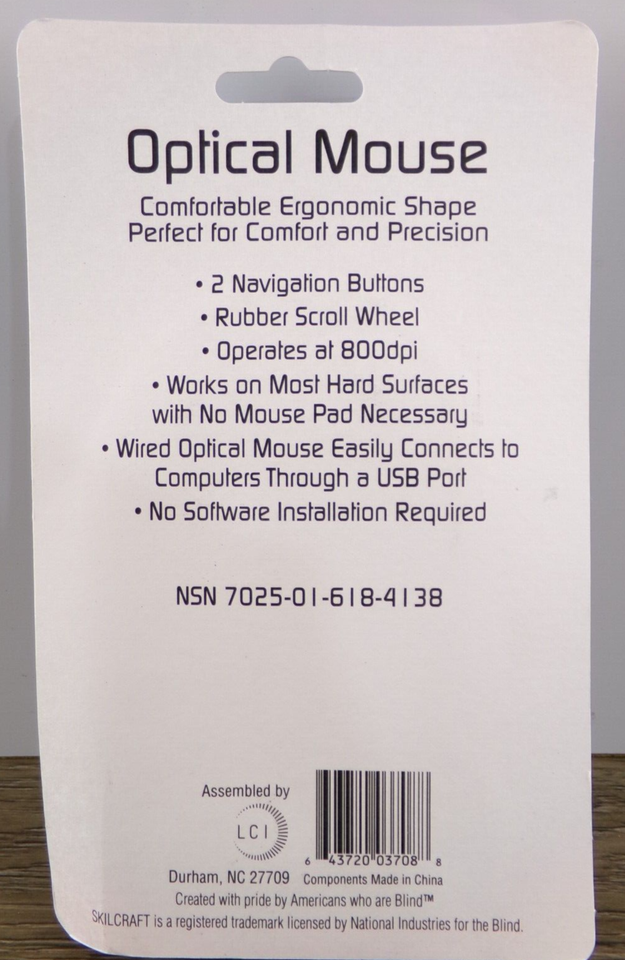 Skilcraft Optical Wired Mouse, Ergonomic Shape, New S2 | eBay