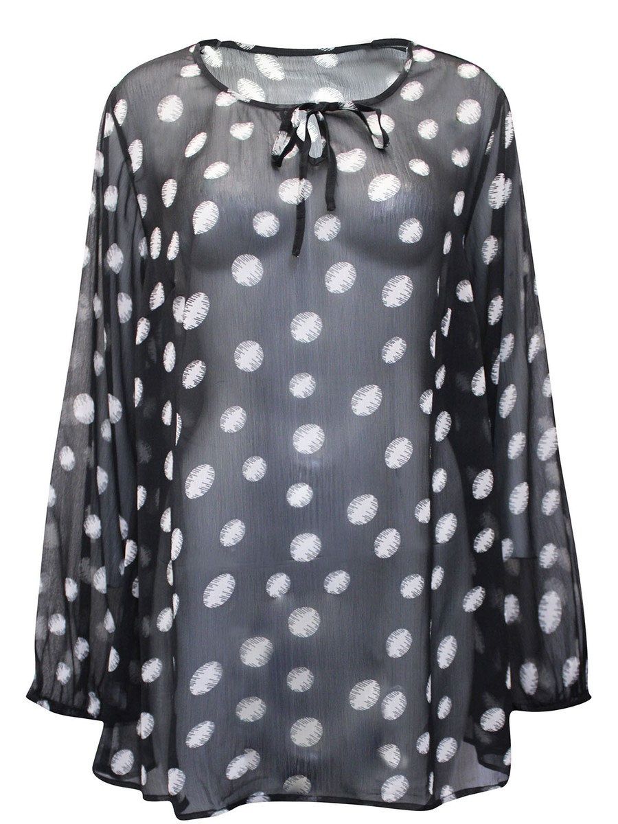 Plus Size Sheer Chiffon Blouse