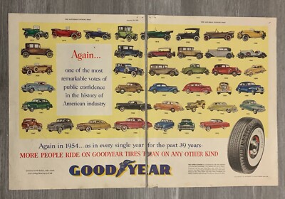1954 GOODYEAR 10.5x13.5" Automotive PRINT AD More People Ride on ...