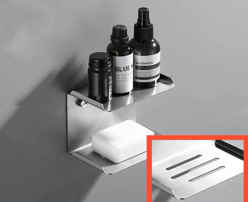 Double Layer Soap Dish Black Stainless Steel Soap Case Holder Container ...