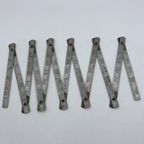 Vintage LUFKIN No. 1206 Folding Ruler Aluminum Metal w/ Brass Joints 72 ...