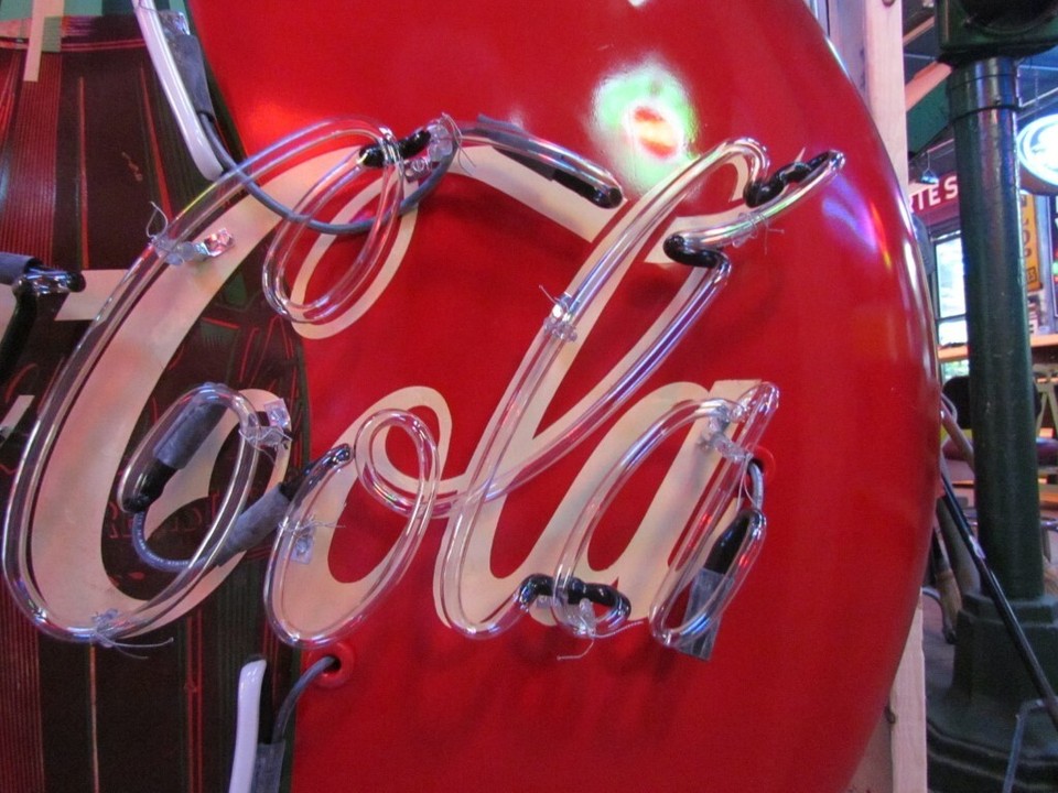 Original Coca-Cola 48" Button Porcelain Neon Sign | eBay