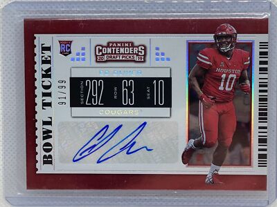 1/1 ED OLIVER 2019 PANINI CONTENDERS BOWL TICKET AUTO RC #D 91/99 ...